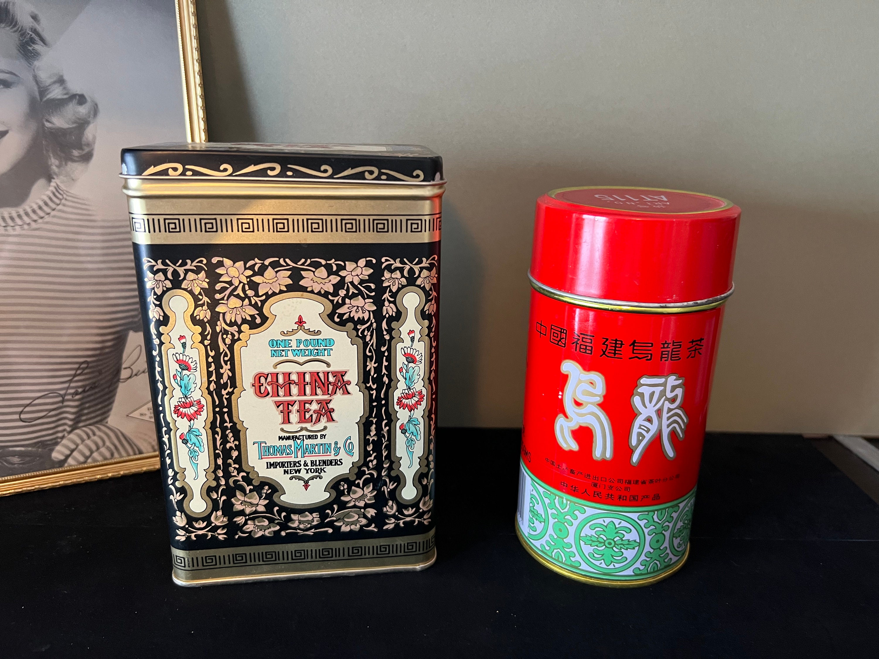 Vintage Chinese Tea Tins Red Fujian Oolong Tea Tin Thomas Martin & Co ...