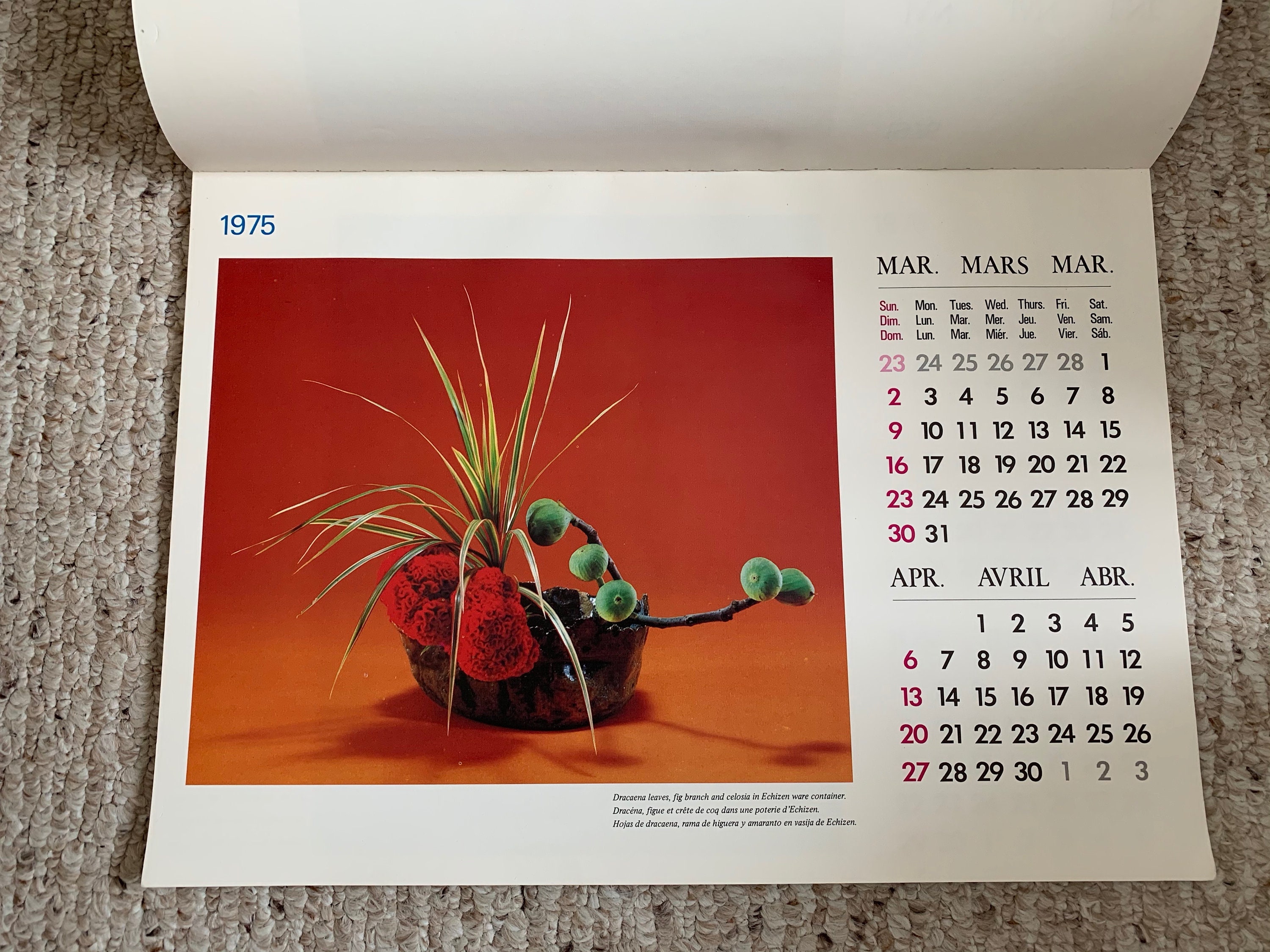 Vintage 1975 Ikebana Calendar Japanese Floral Photography Flower ...