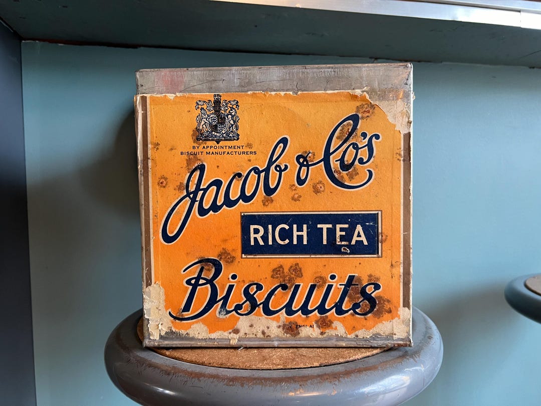 Antique W&R Jacob Co. Biscuit Tin Liverpool England - WR Jacob and Co's ...