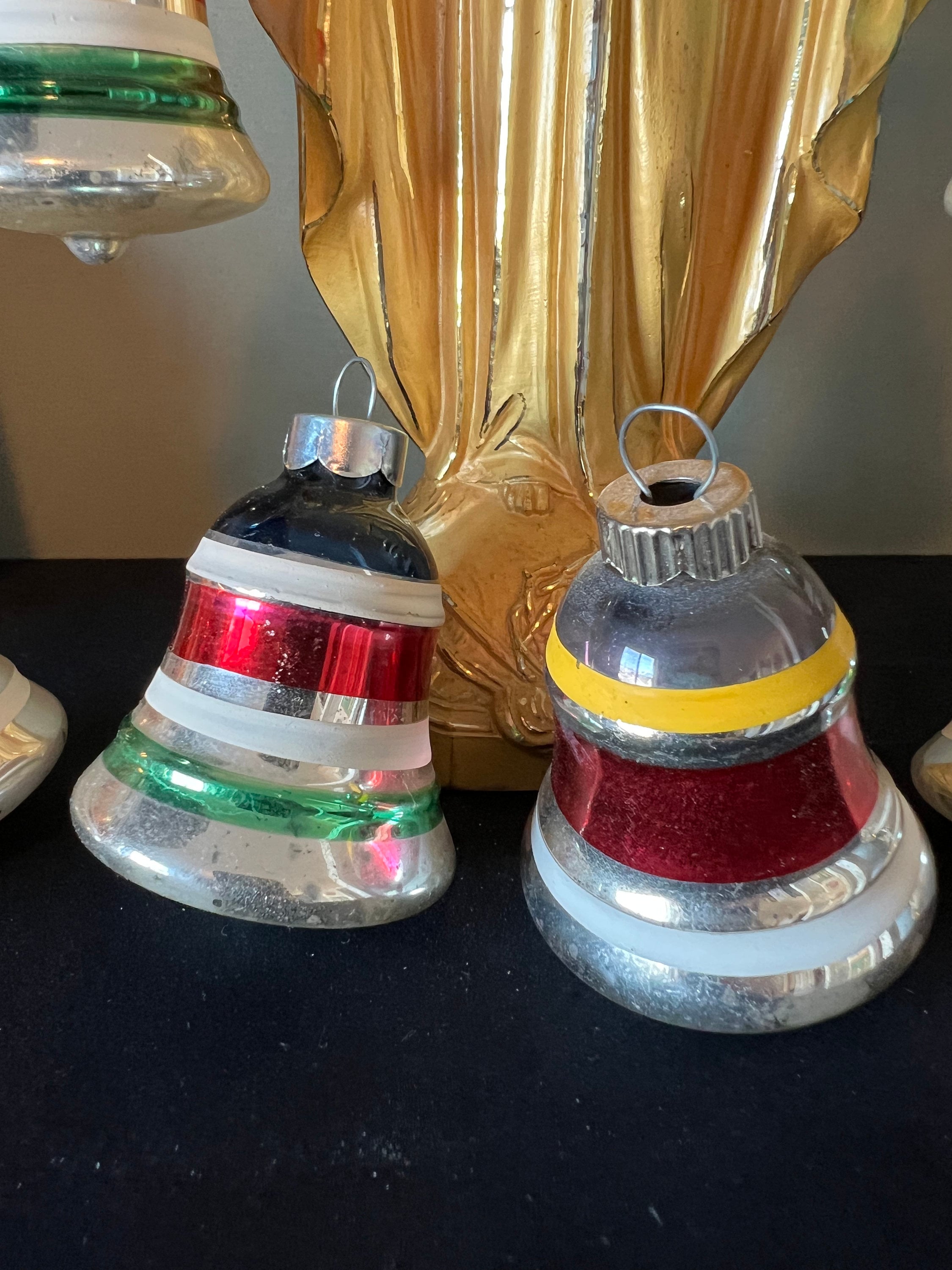 1940's Striped Bell Shaped Mercury Glass Christmas Ornaments - Vintage ...