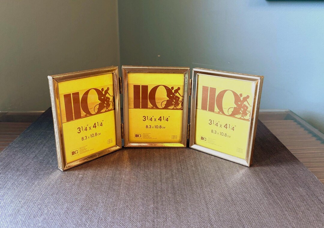 Vintage Gold Tone Tri-fold Picture Frame - 4x3 Folding Photo Display - Etsy