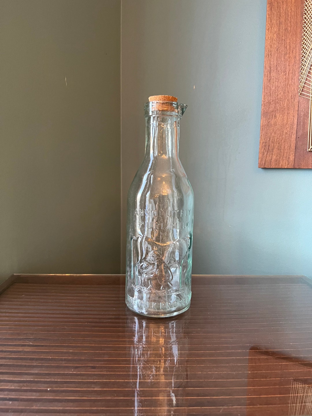 Vintage Absolutely Pure Glass Milk Bottle the Milk Protector - Etsy