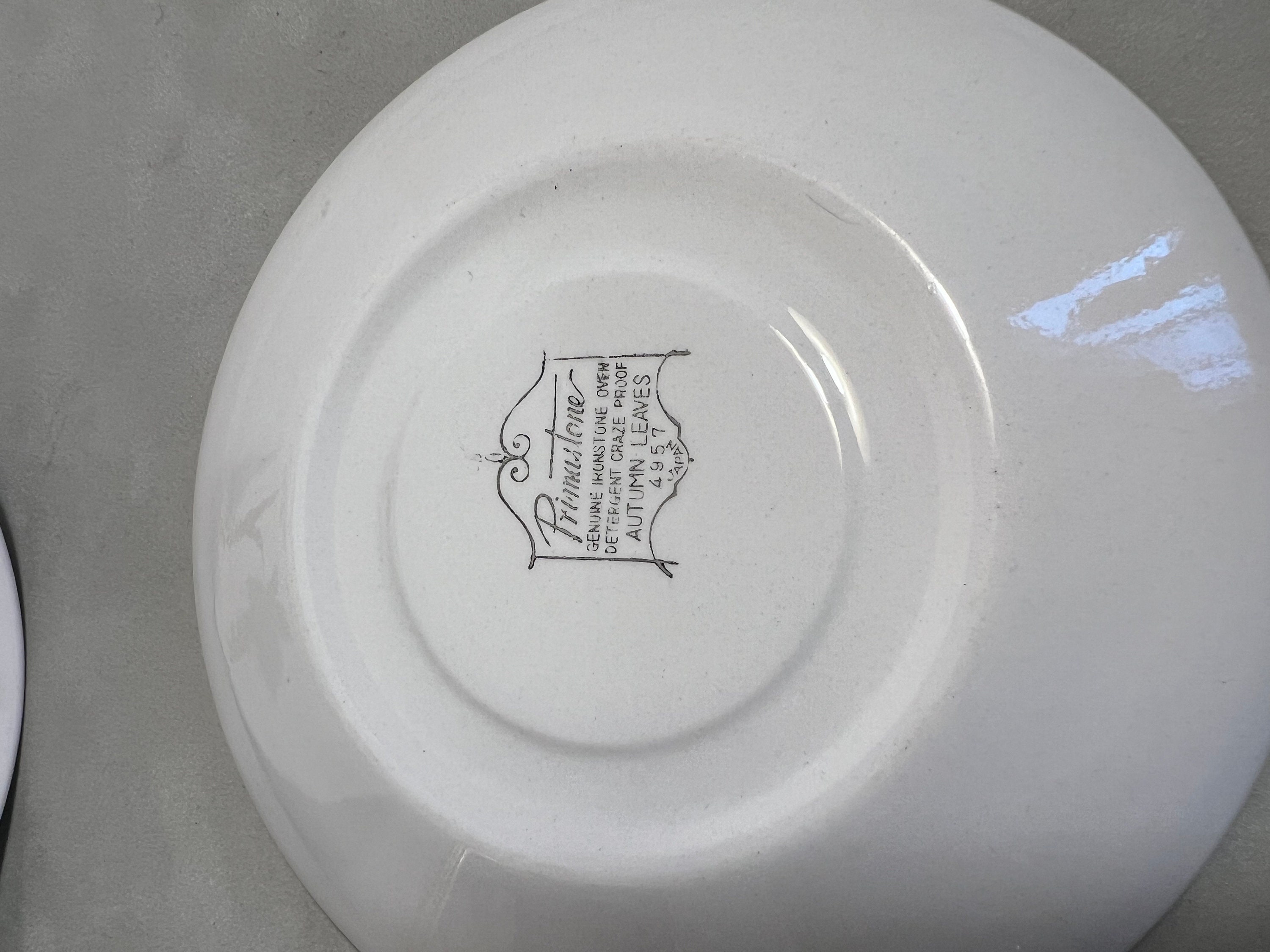 Vintage Primastone Ironstone Autumn Leaves 6 Plate Retro MCM Dishware ...