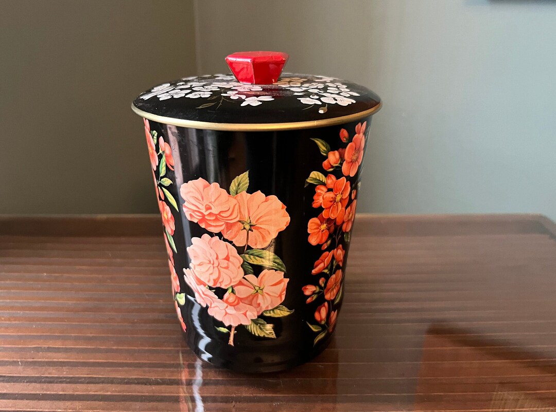Vintage Floral Dark Botanical Biscuit Tin Round With Lid - George W ...