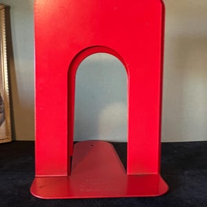 Vintage Red Metal Bookends by Brodart Library Bookends Retro Industrial ...