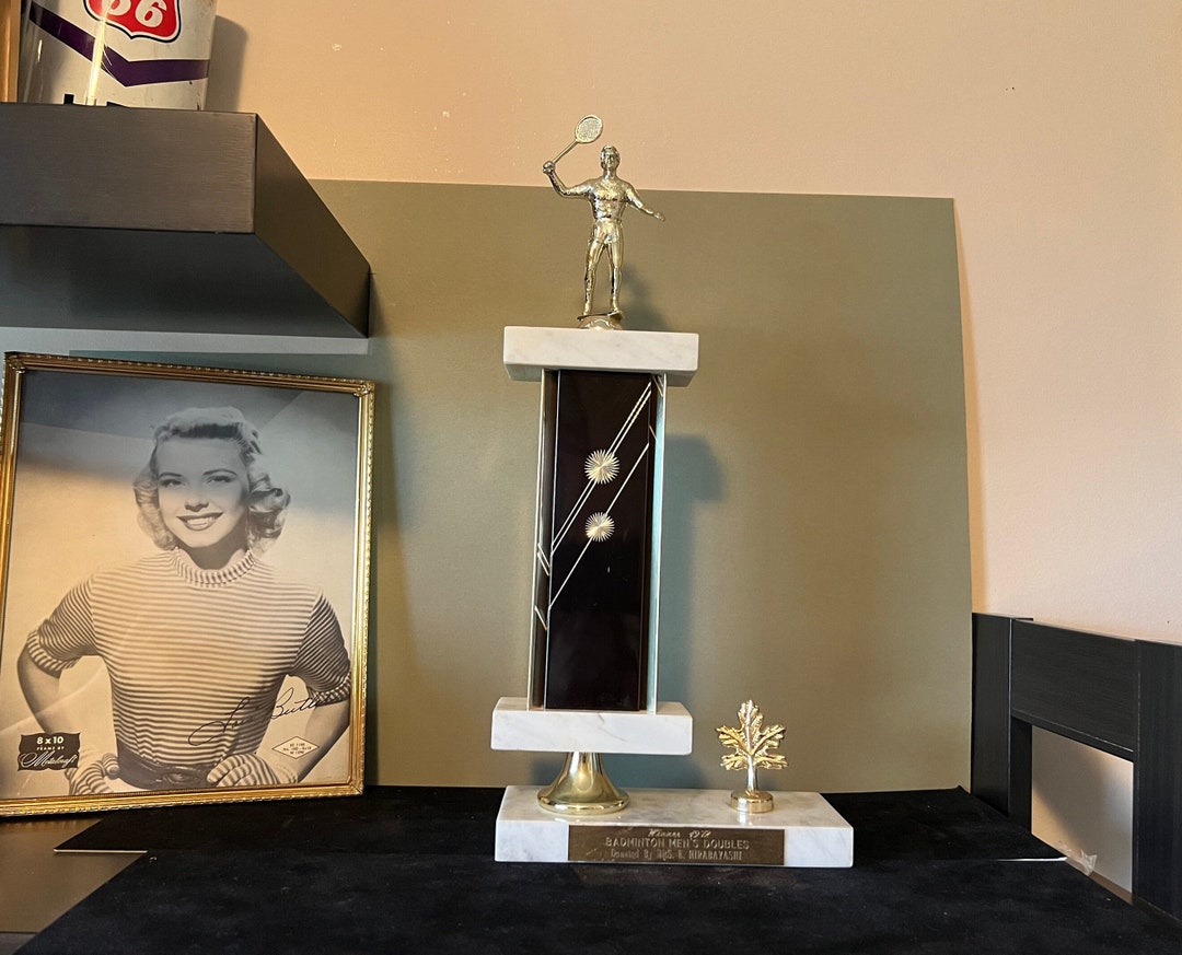 Vintage Mid Century Tennis Trophy 1970's - Retro Sports Bar Den Man ...