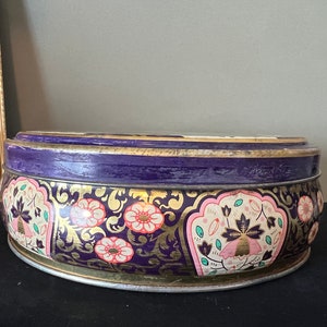 Vintage Purple Floral Peek Frean Tin - Boy and Puppy Biscuit Tin ...