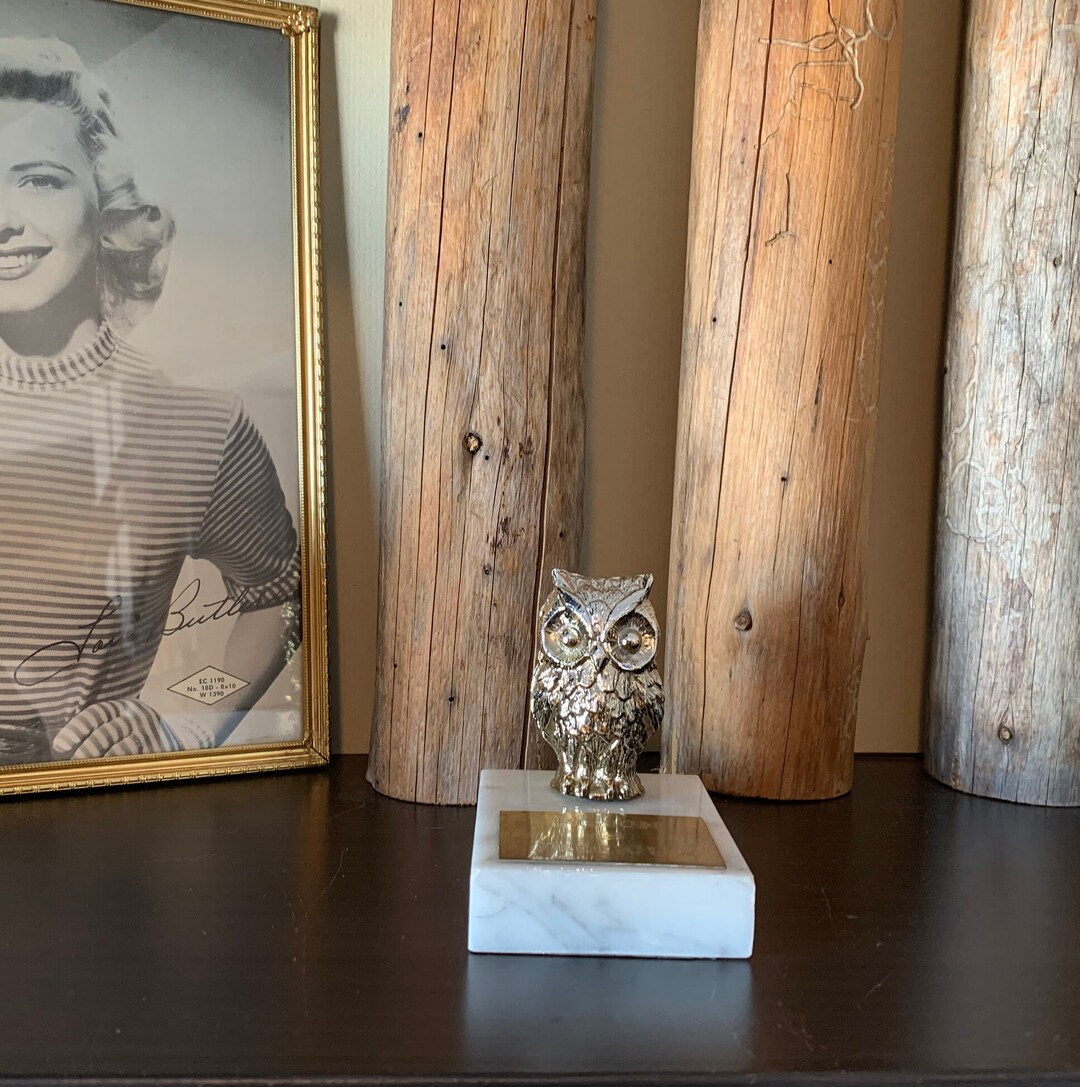 Vintage Owl Trophy Paperweight Office Decor - Wisdom is Precious - Etsy