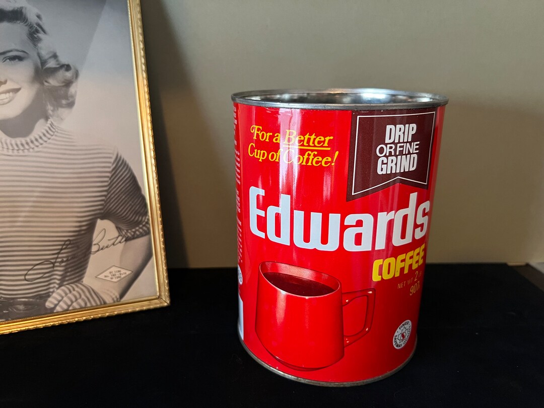 Vintage Edwards Coffee Can: Red Metal Retro Kitchen Decor - Etsy