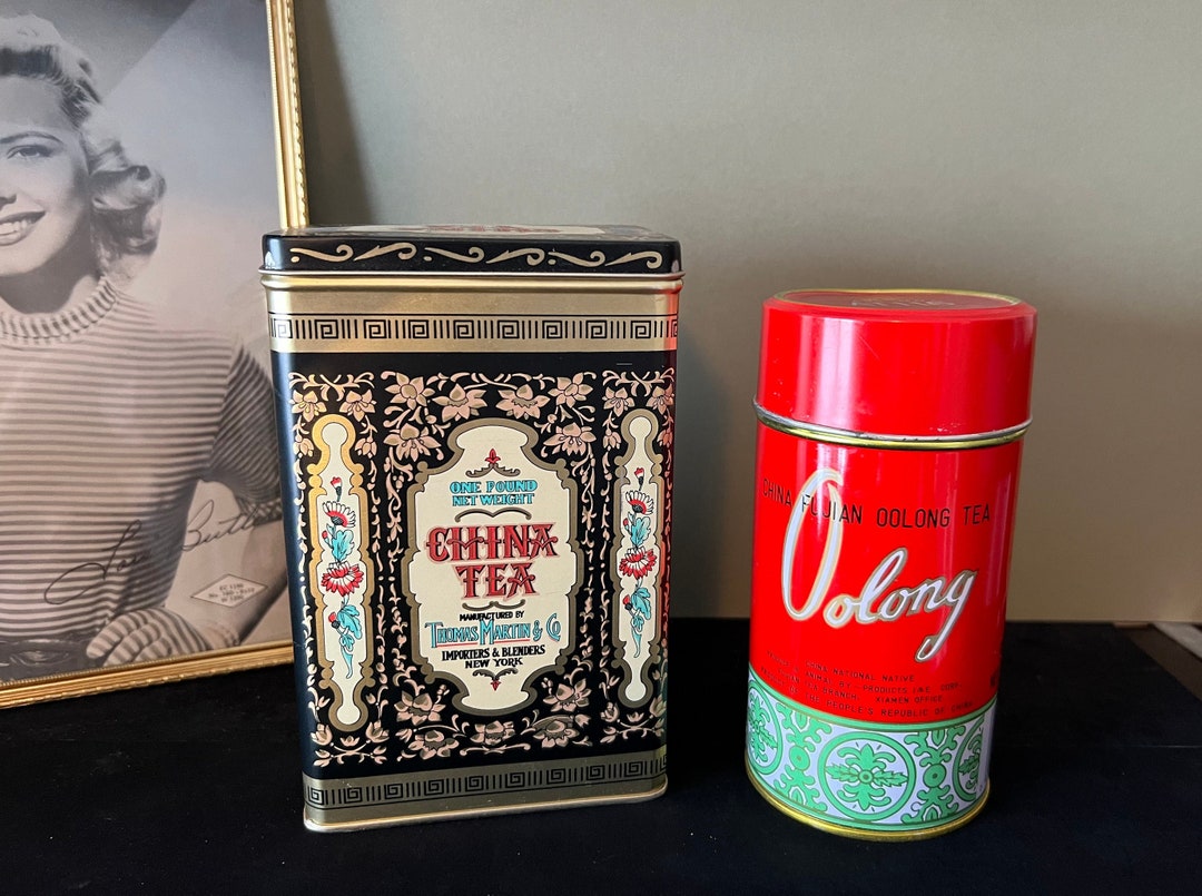 Vintage Chinese Tea Tins Red Fujian Oolong Tea Tin Thomas Martin & Co ...