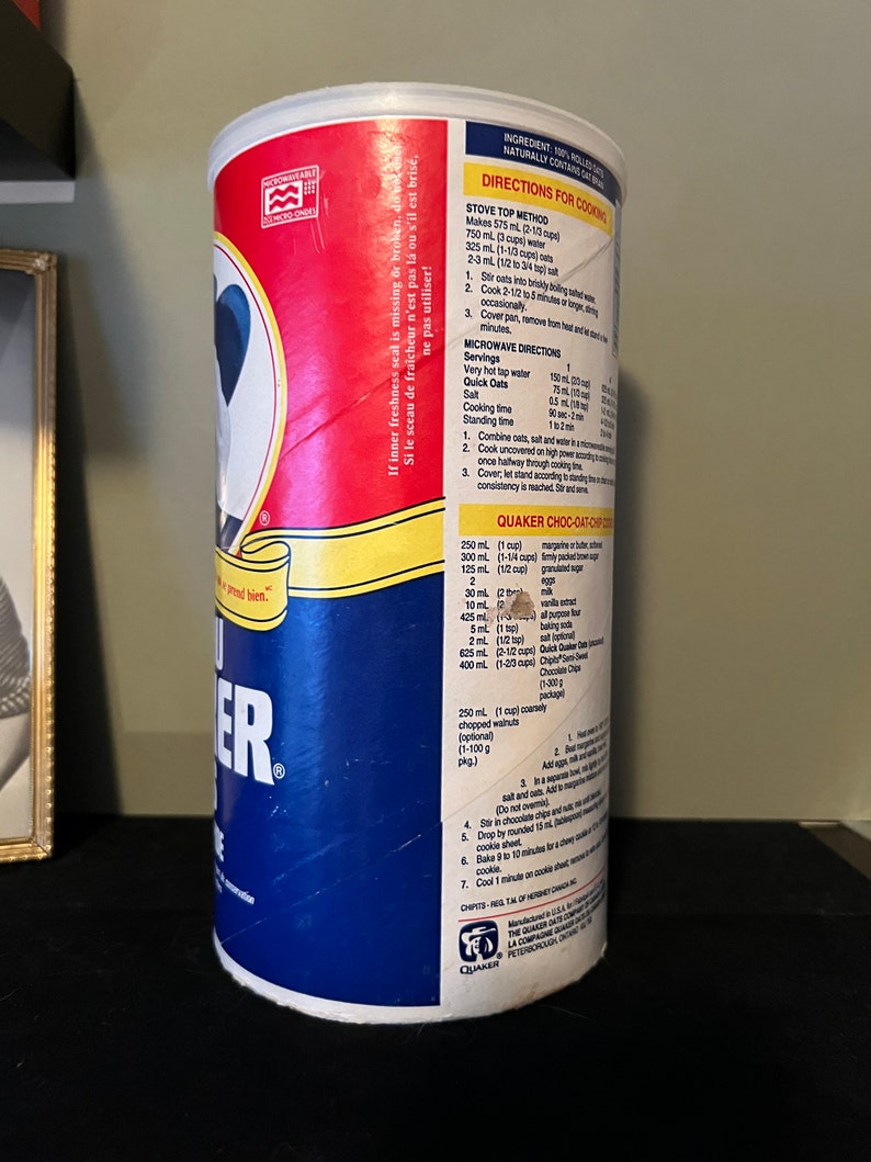Vintage Quaker Oats Container Can Cardboard - Etsy