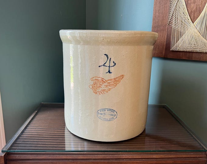 Antique Red Wing Crock #4 - Four Gallon Large Crock - Union Stoneware ...