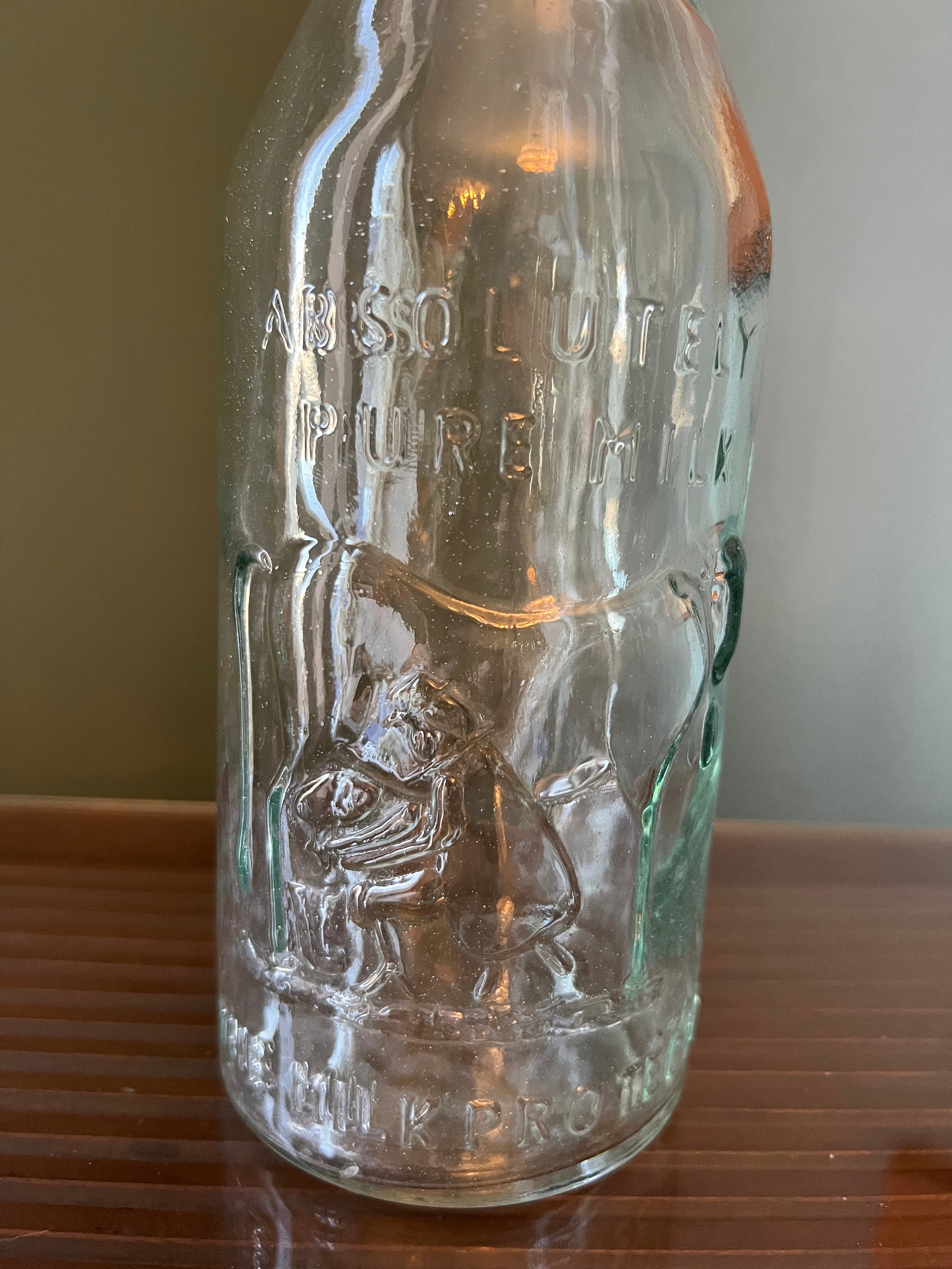 Vintage Absolutely Pure Glass Milk Bottle the Milk Protector - Etsy