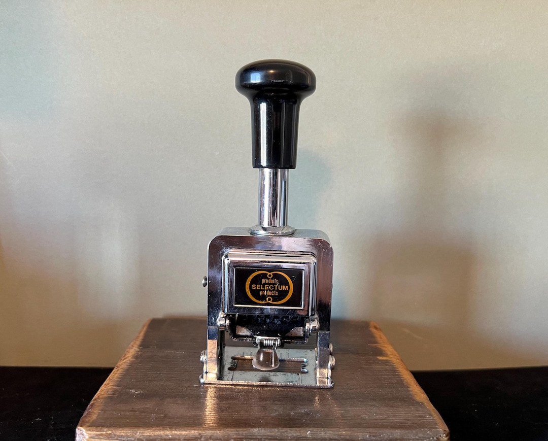 Vintage Metal Mechanical Numeric Stamp - Heavy Chrome Rotary Self ...