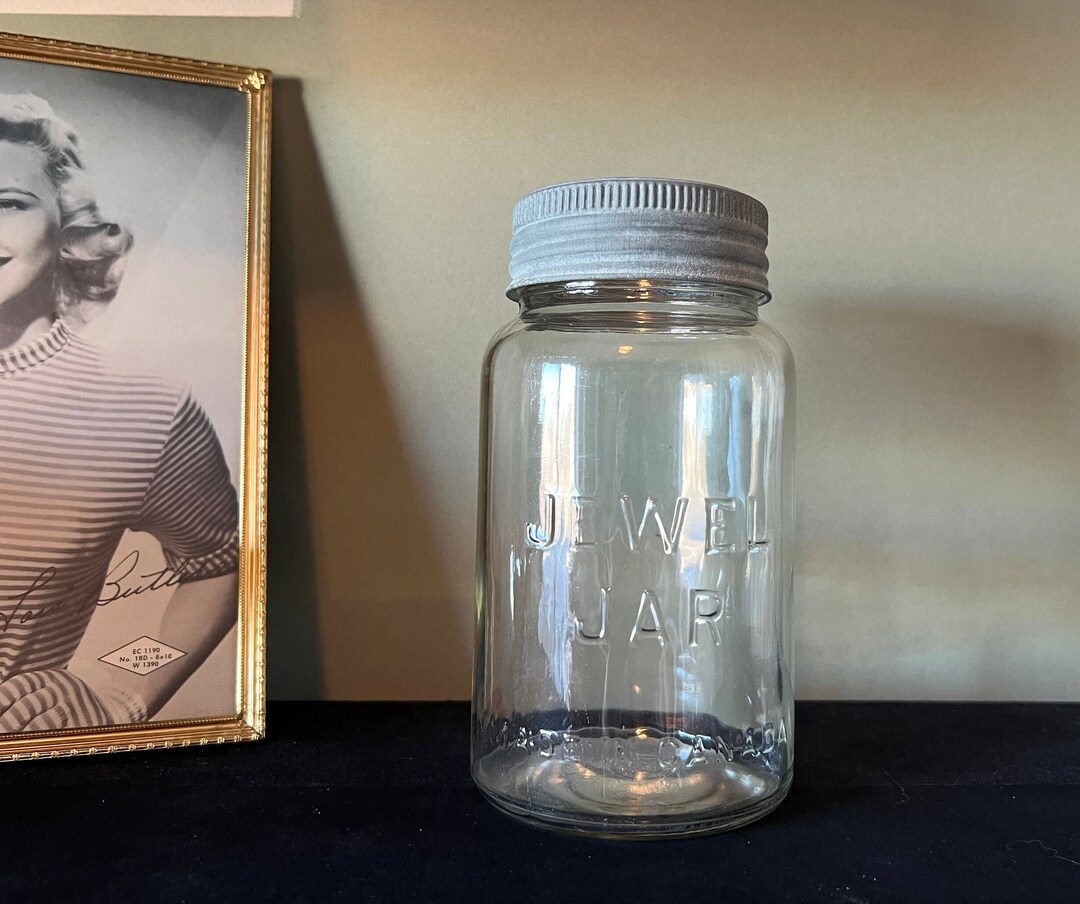 Vintage Jewel Jar Quart Litre Size - Mason Jar - Retro Kitchen Decor ...