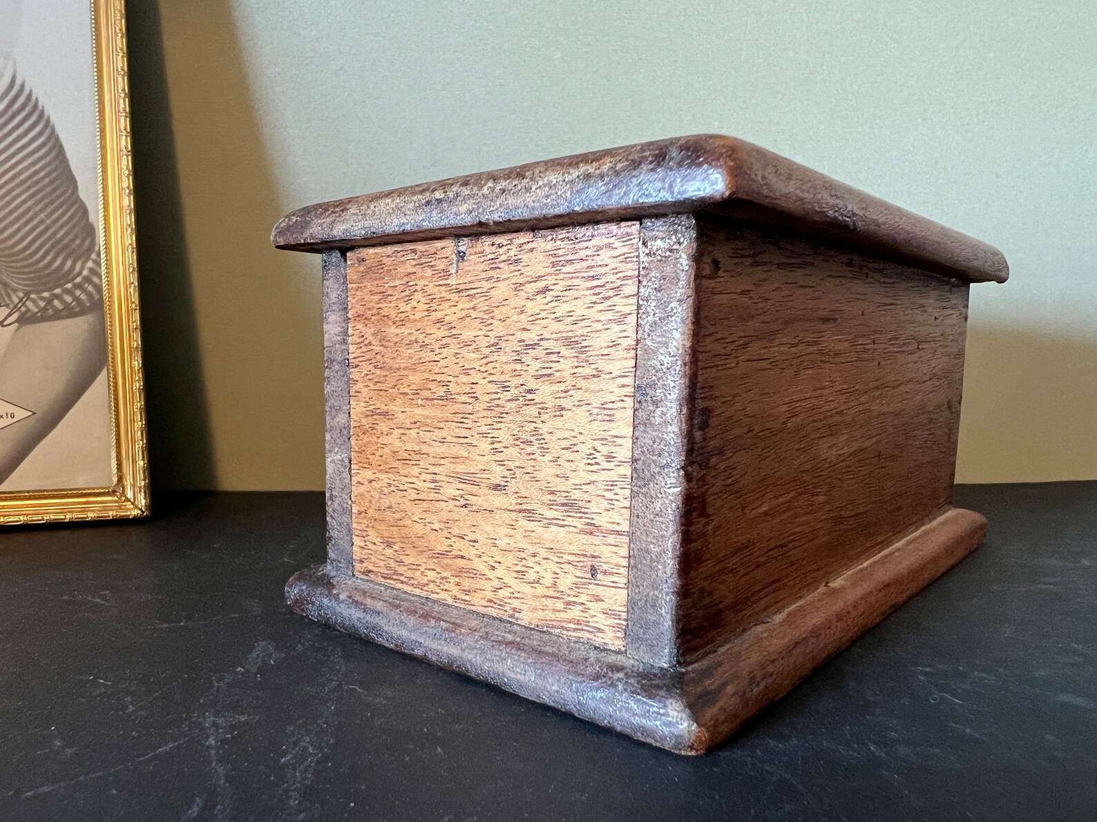 Antique Small Wooden Donation Box With Brass Slot Church Collection Box ...