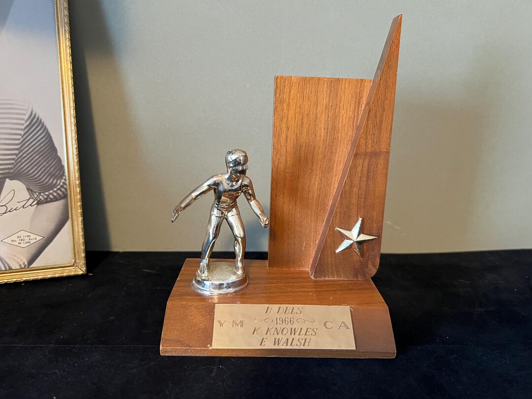 Vintage 1960s YMCA Wrestling Trophy - Historic Retro Sports Den Man ...