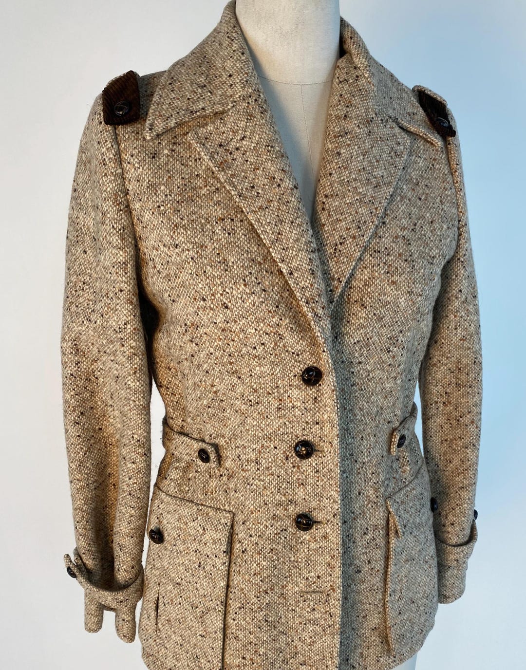 Vintage Tweed Norfolk Style Jacket and Culottes Women's Preppy Brown ...