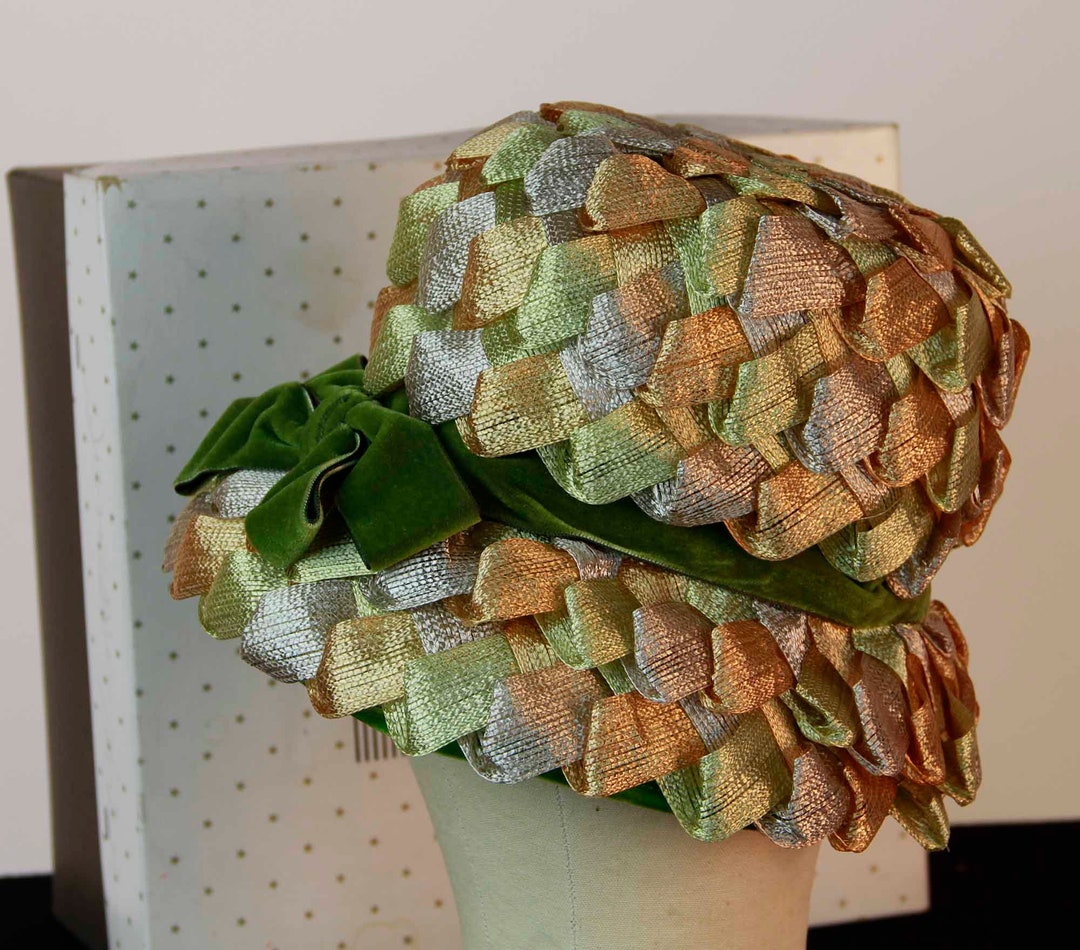 Vintage MOD 1960s Cellophane Ribbon Easter Bonnet Bucket Cloche Hat - Etsy