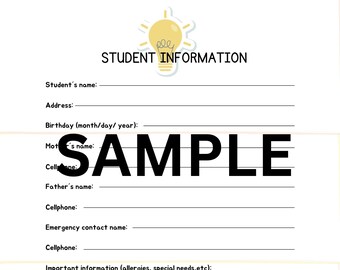 Student Profile Form, IEP Form, Student Information Form, Special ...