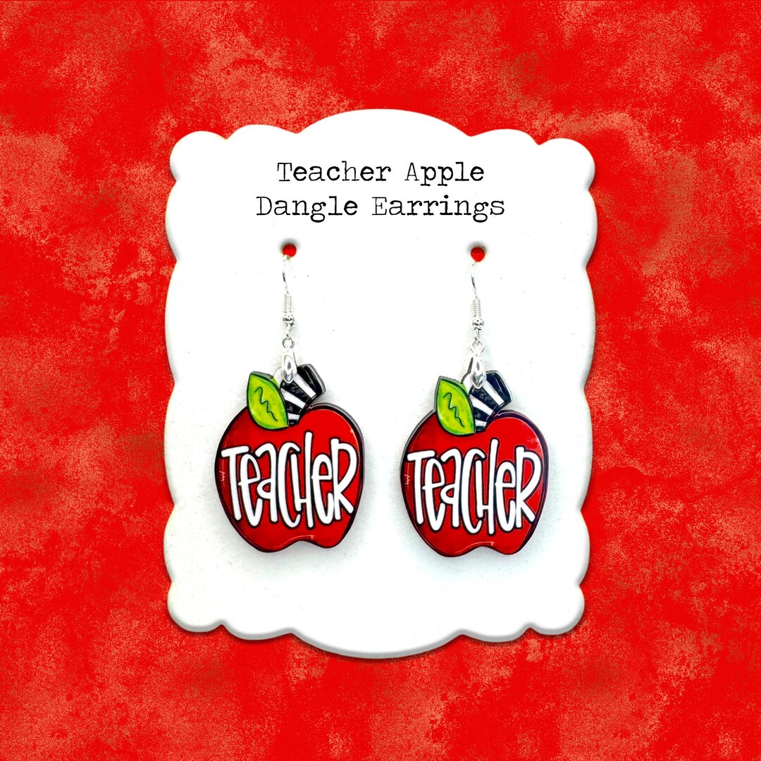 Teacher Appreciation Gift-red Apple Dangle Earrings-school Teacher ...