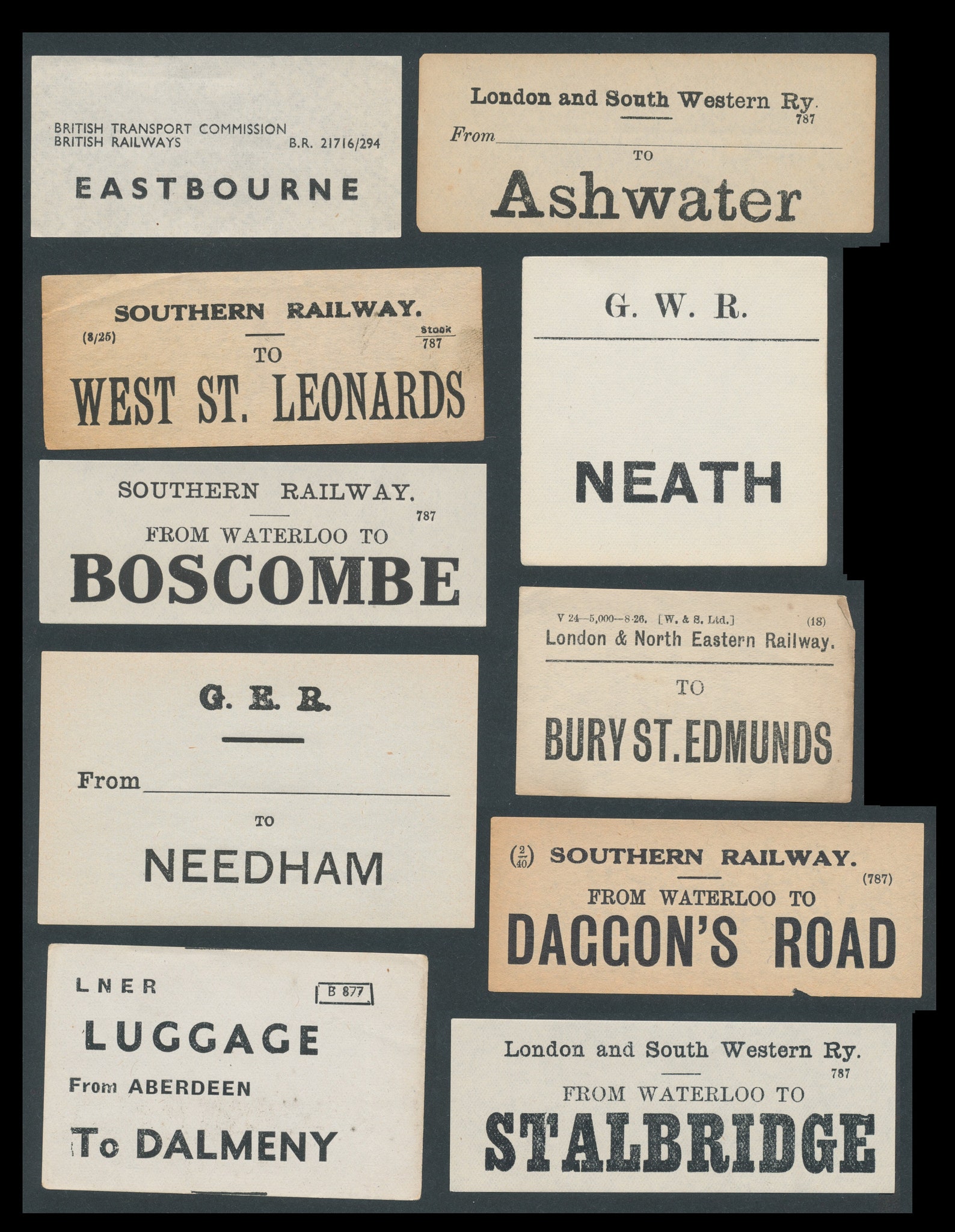 Early 1900's British Railway Luggage Labels / Vintage English Paper ...