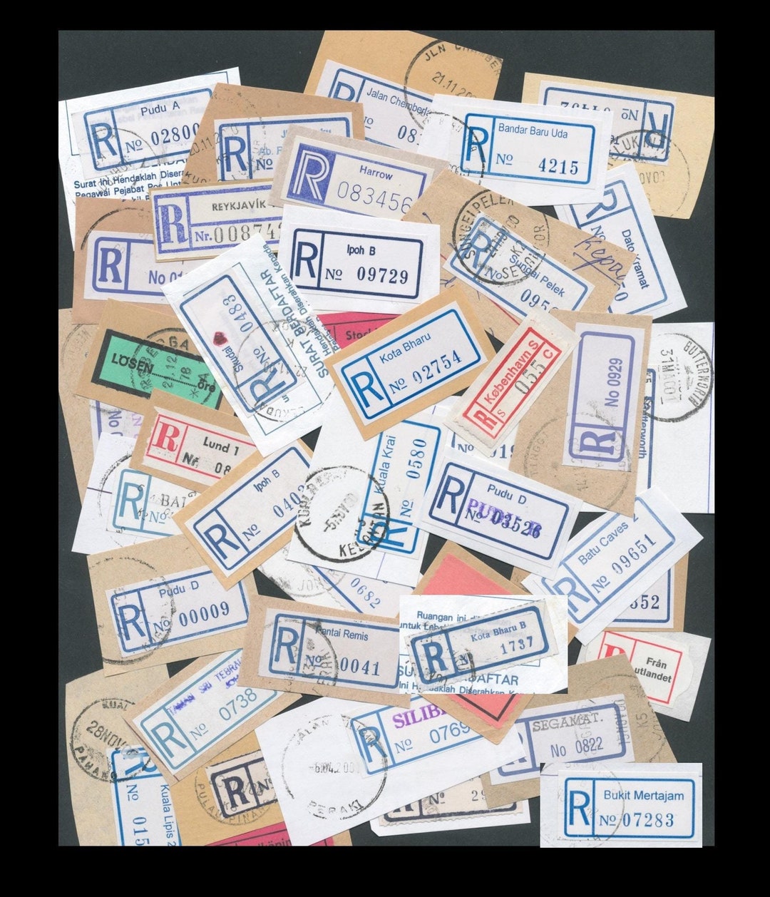 Vintage Registered Mail Labels / Postal Ephemera for Art and Craft ...