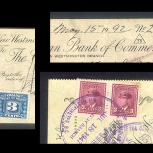 Two Vintage Cheques, Checks / 1940's Paper Ephemera / Scrapbooking ...