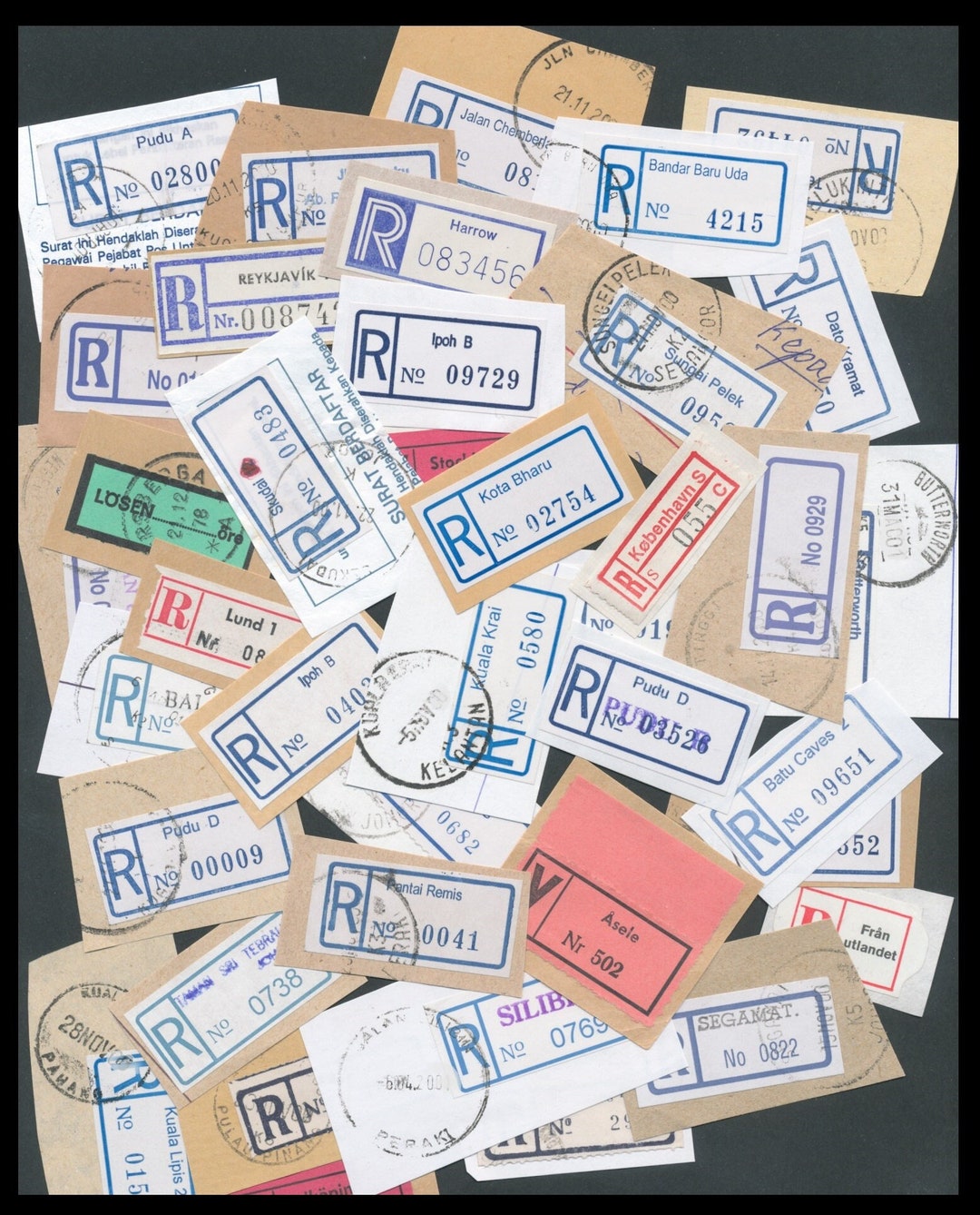 Vintage Registered Mail Labels / Postal Ephemera for Art and Craft ...