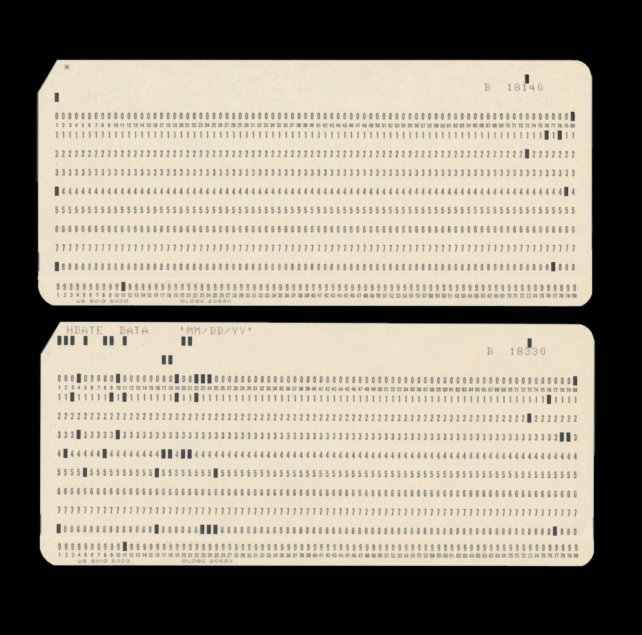 Computer Punch Cards, Vintage Paper Ephemera / 1970's Mainframe Data ...