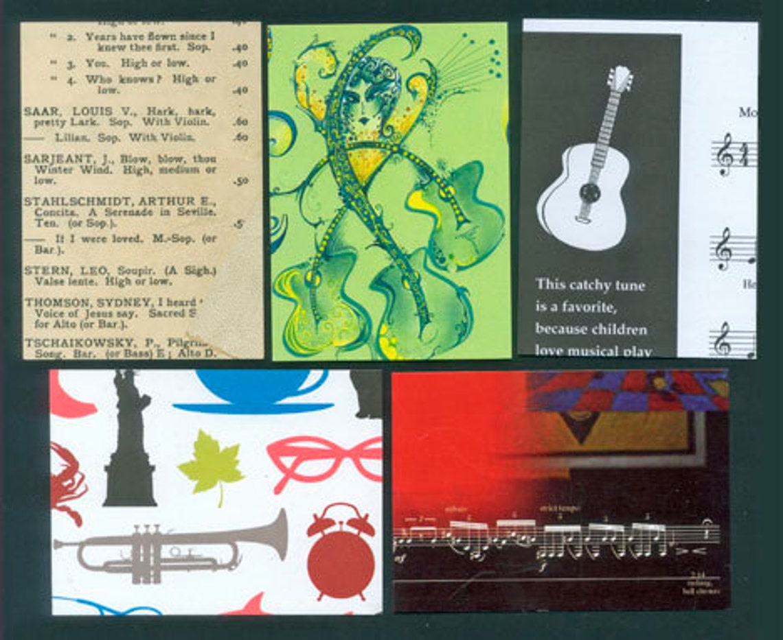 Music Theme Artist Trading Card Backgrounds / Collage, ACEO, Musical ...