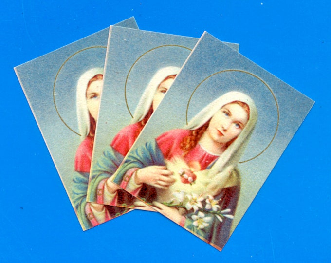 Mid-century Virgin Mary Holy Cards / Printed in Italy / Vintage Paper ...
