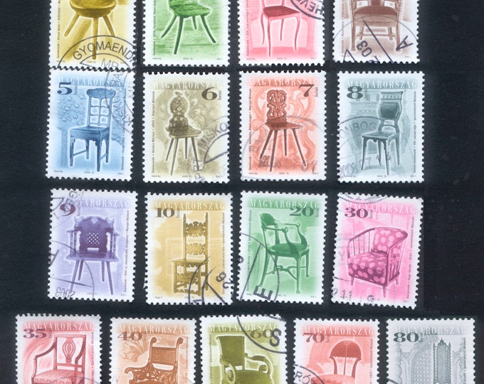 Vintage Hungarian Chair Postage Stamps / Collage Fodder, Mixed Media ...
