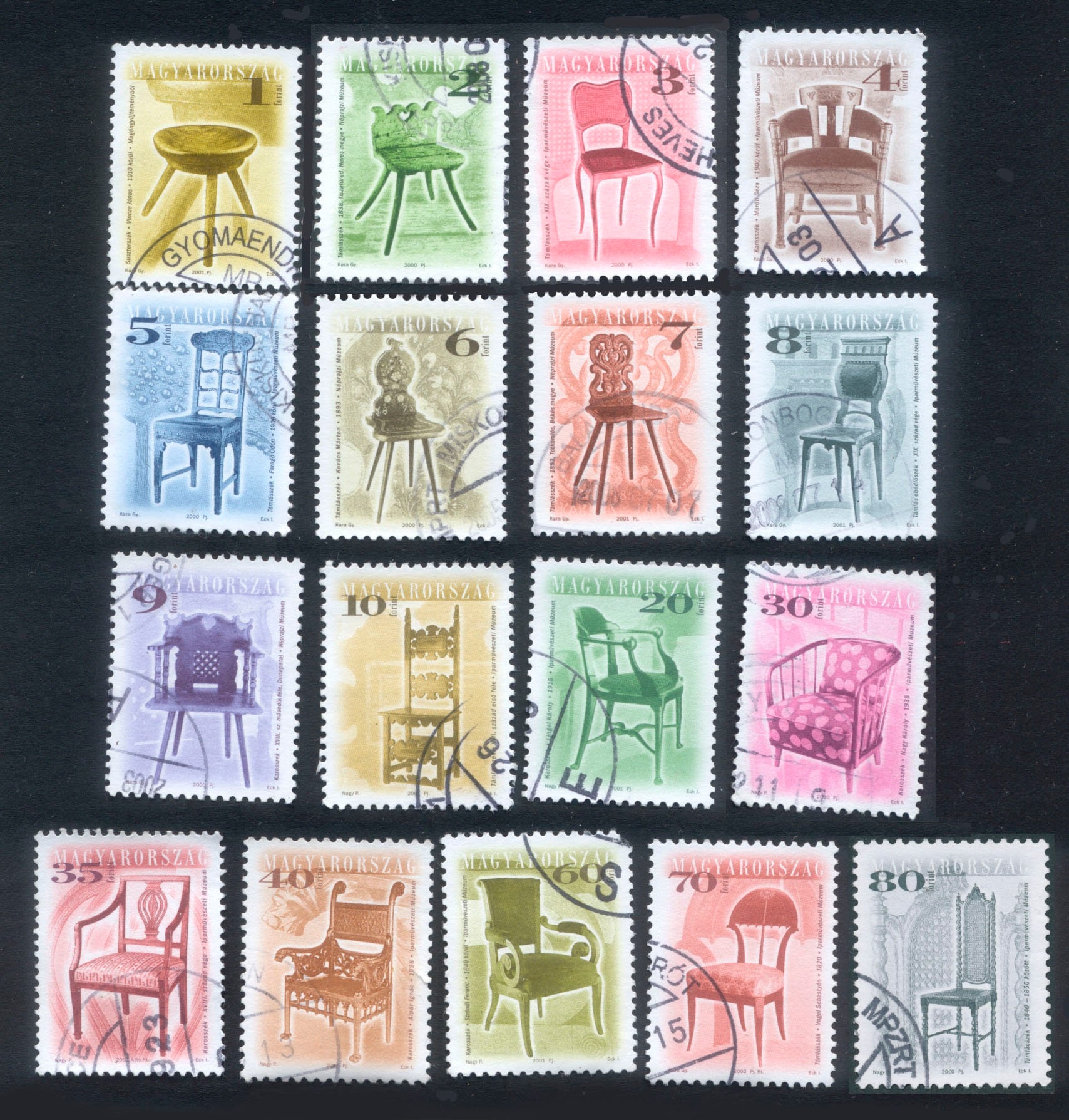 17 Chair Postage Stamps Hungary / Collage Mixed Media - Etsy
