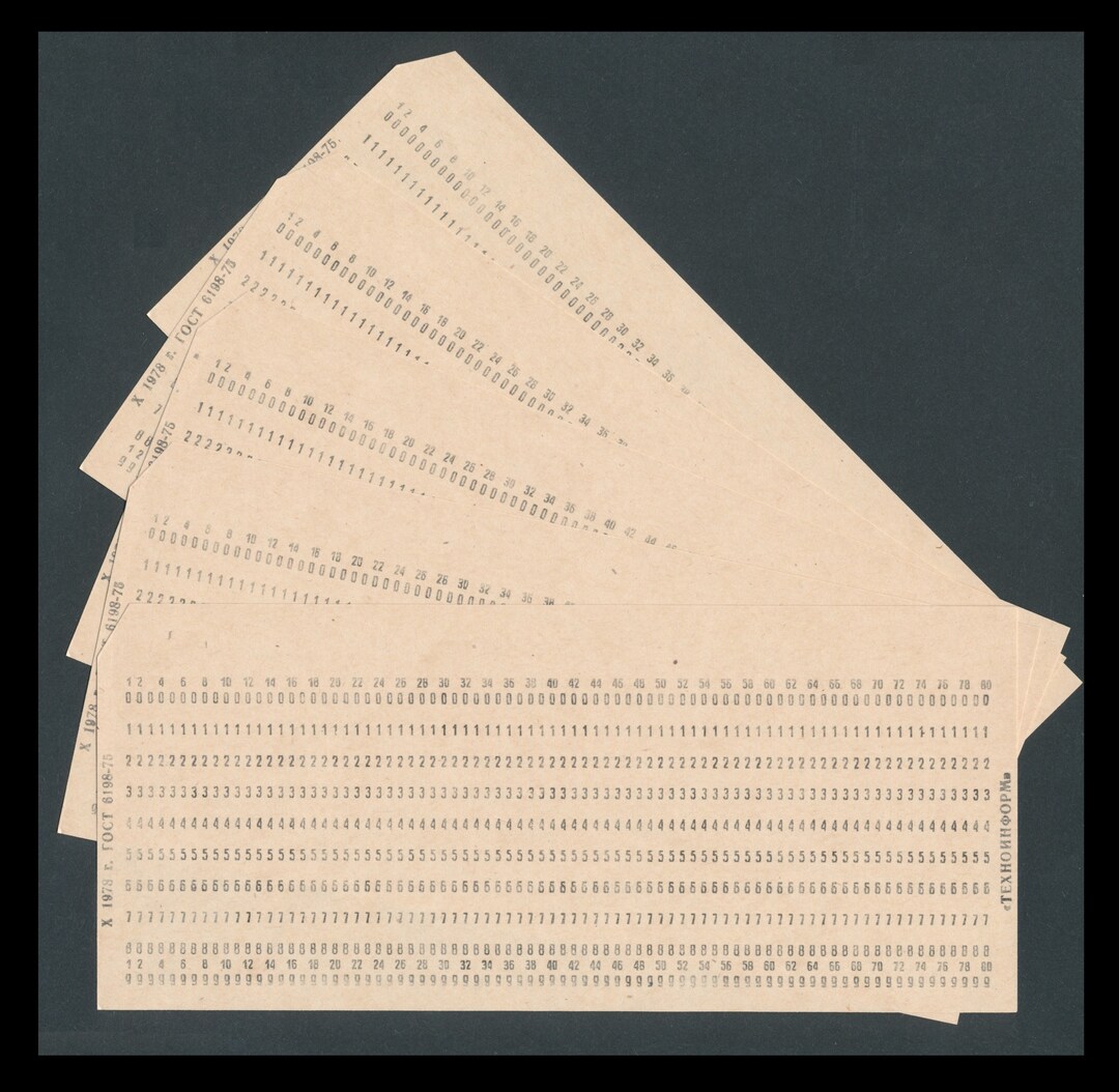 Vintage Russian Computer Punch Cards / 1970's Mainframe Data Processing ...