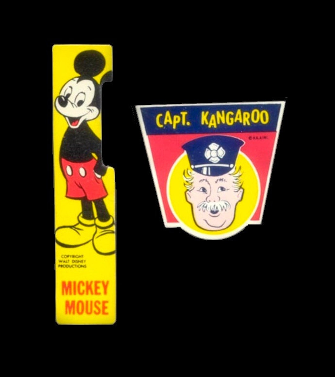 Mickey Mouse and Captain Kangaroo Vintage Labels / 1950's Flashlight ...