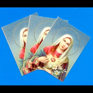 Small Mid-century Virgin Mary Holy Cards / Printed in Italy / Vintage ...