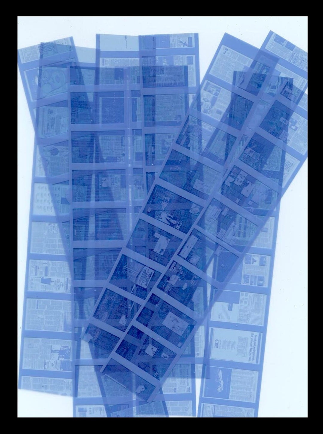 Blue Microfilm / Tiny Newspaper Images / Altered Book, Collage Art ...