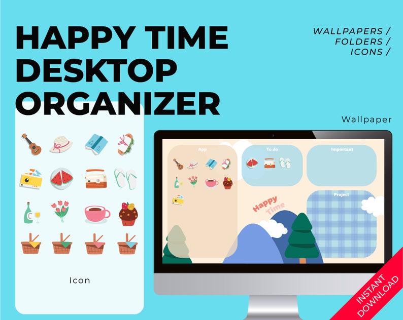 DESKTOP WALLPAPER BACKGROUND – Digital Download – Happy Time Desktop ...