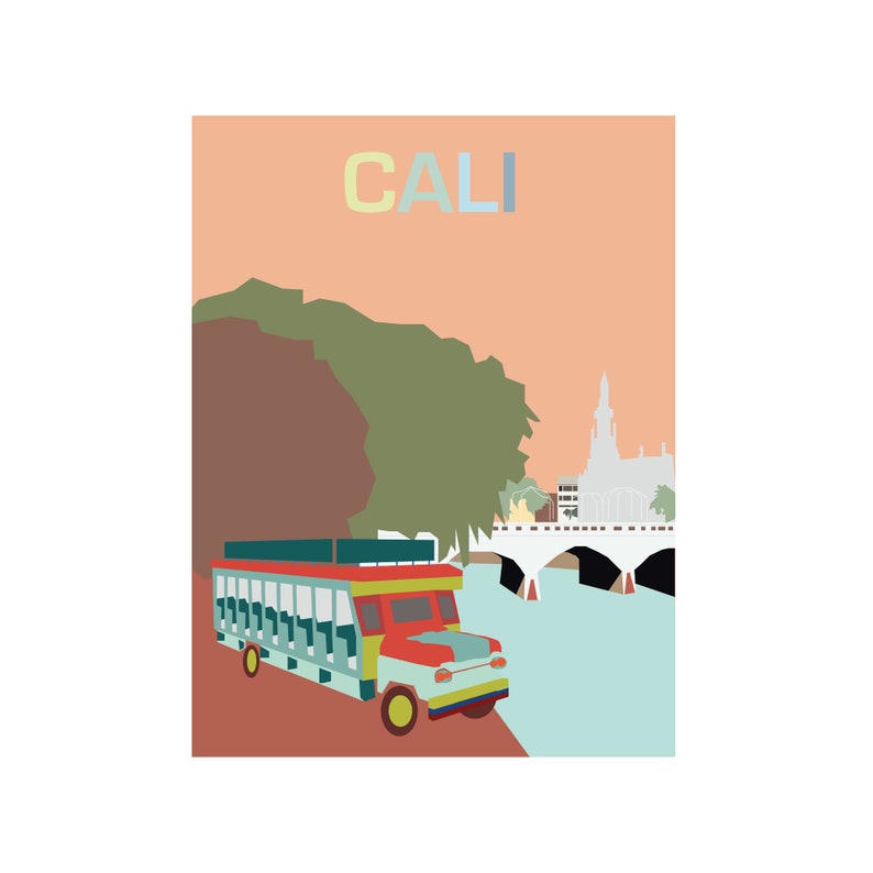 Cali Art Print | Colombia Wall Art | Travel Poster | Cityscape Print ...