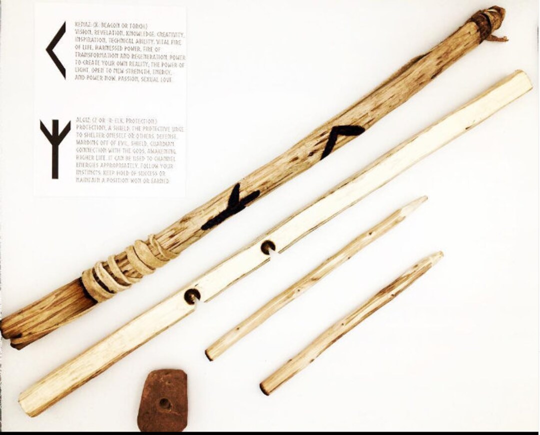 Traditional Bow Drill Friction Fire Kit, All Natural With Handmade and ...