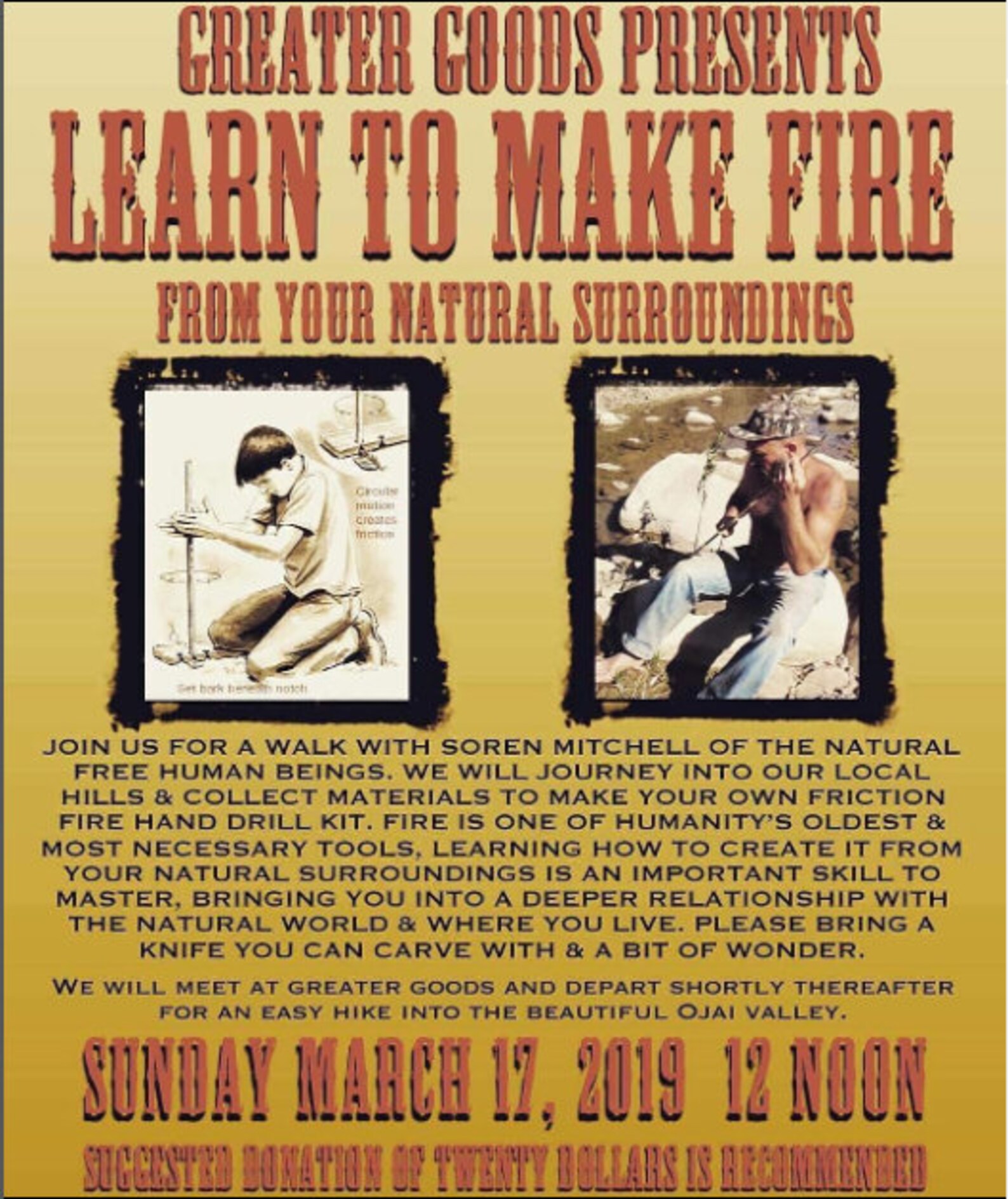 Traditional Bow Drill Friction Fire Kit, All Natural With Handmade and ...