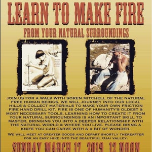 Traditional Bow Drill Friction Fire Kit, All Natural With Handmade and ...