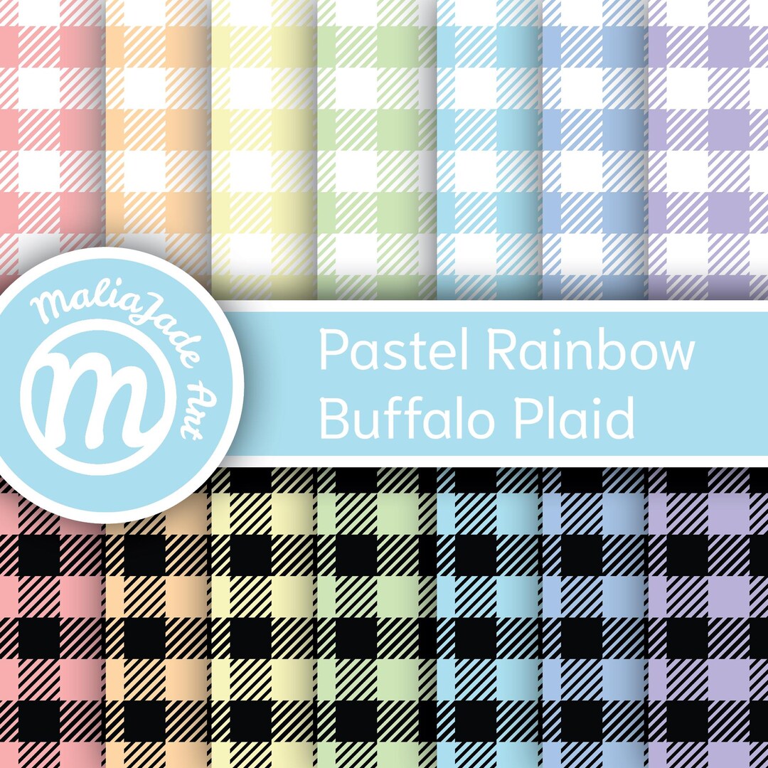 Pastel Rainbow Buffalo Plaid Seamless Pattern: Scrapbook Paper (digital ...