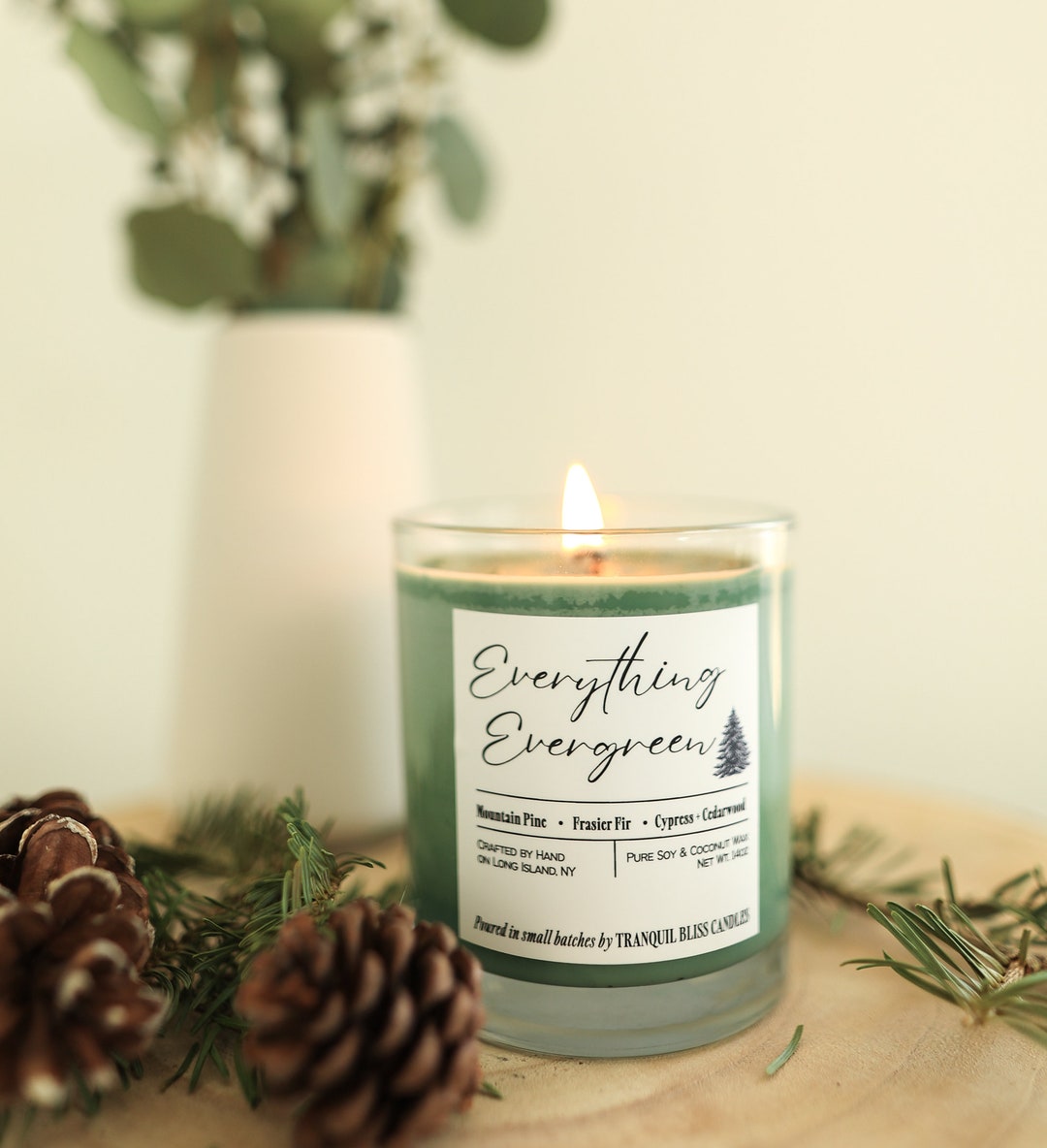 Everything Evergreen Christmas Tree Candle All Natural Pure Soycoconut ...