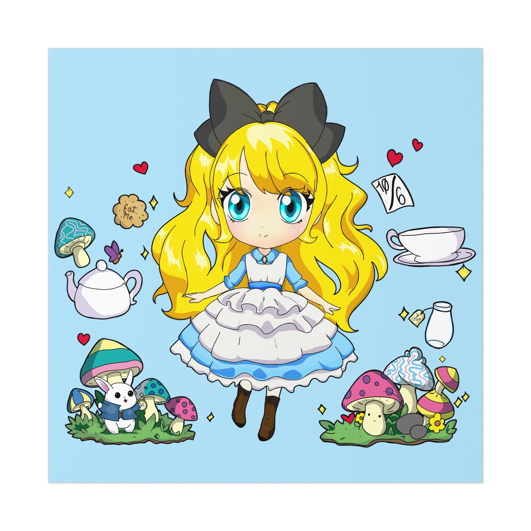 Kawaii Alice in Wonderland Art Print - Etsy