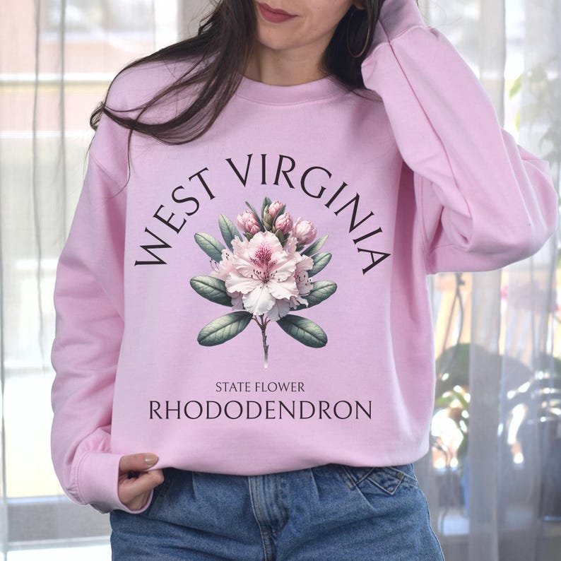 West Virginia Pink Rhododendron Sweatshirt: WV State Flower Crewneck - Etsy