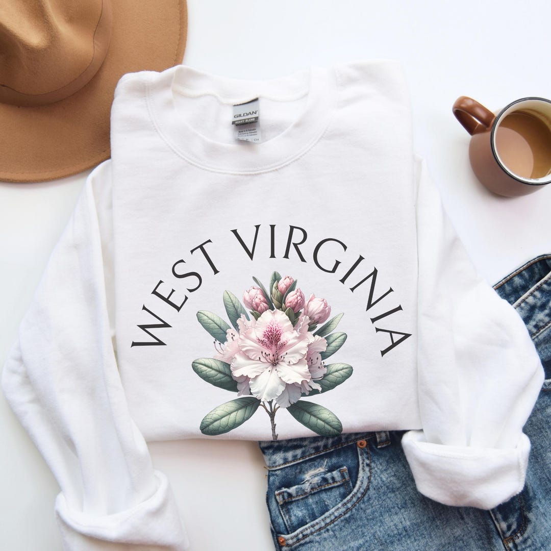 West Virginia Pink Rhododendron Sweatshirt: WV State Flower Crewneck - Etsy