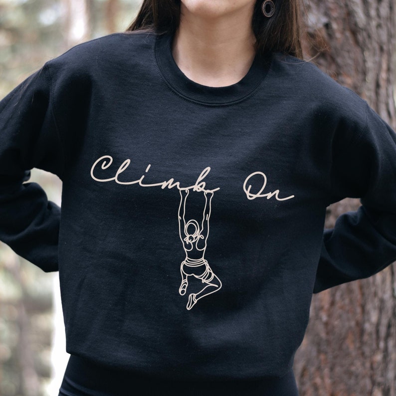Climb on (female) Cursive Script. Adult Unisex Sweatshirt. Line Art ...