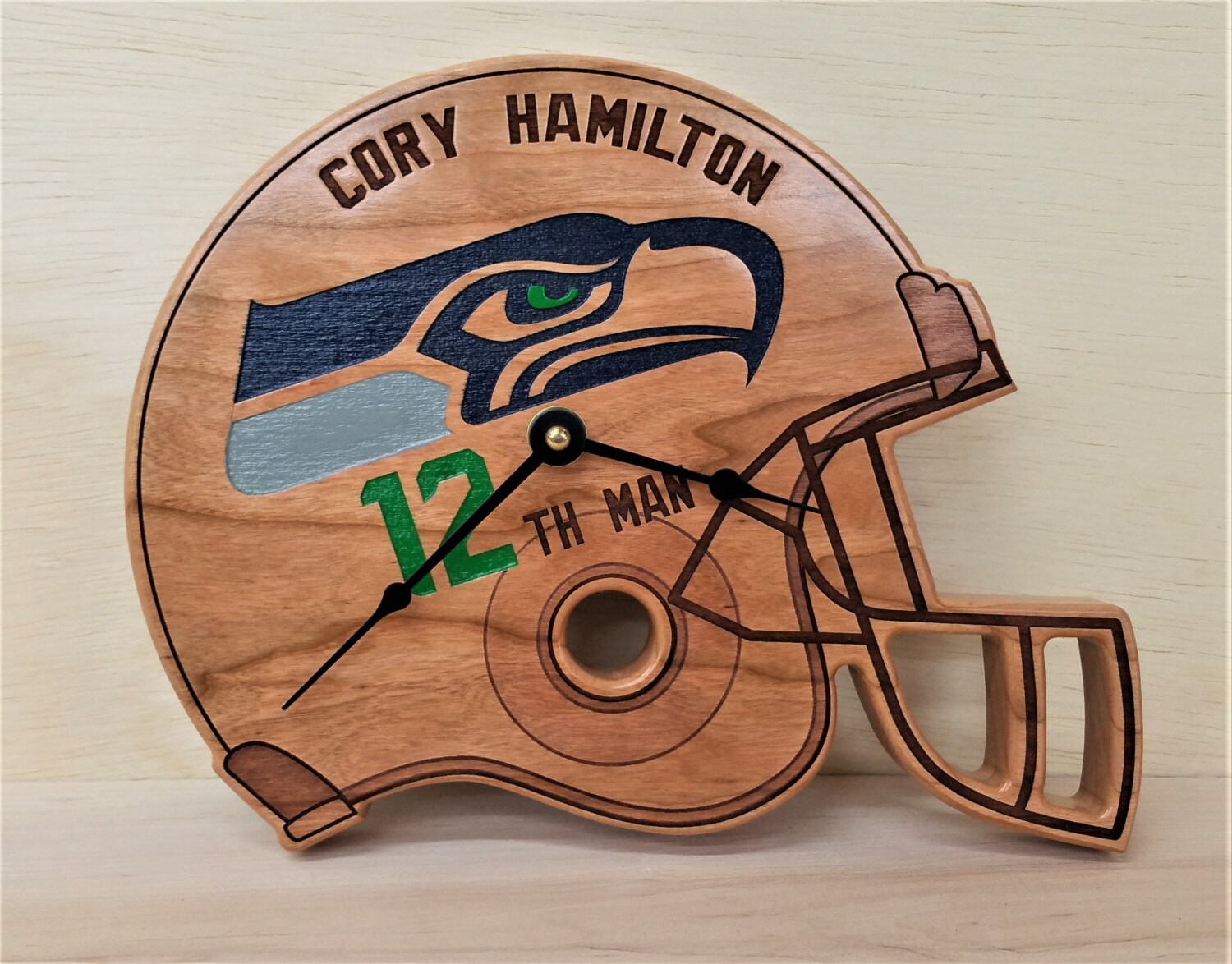Personalized Football helmet Clock home decor solid wood | Etsy